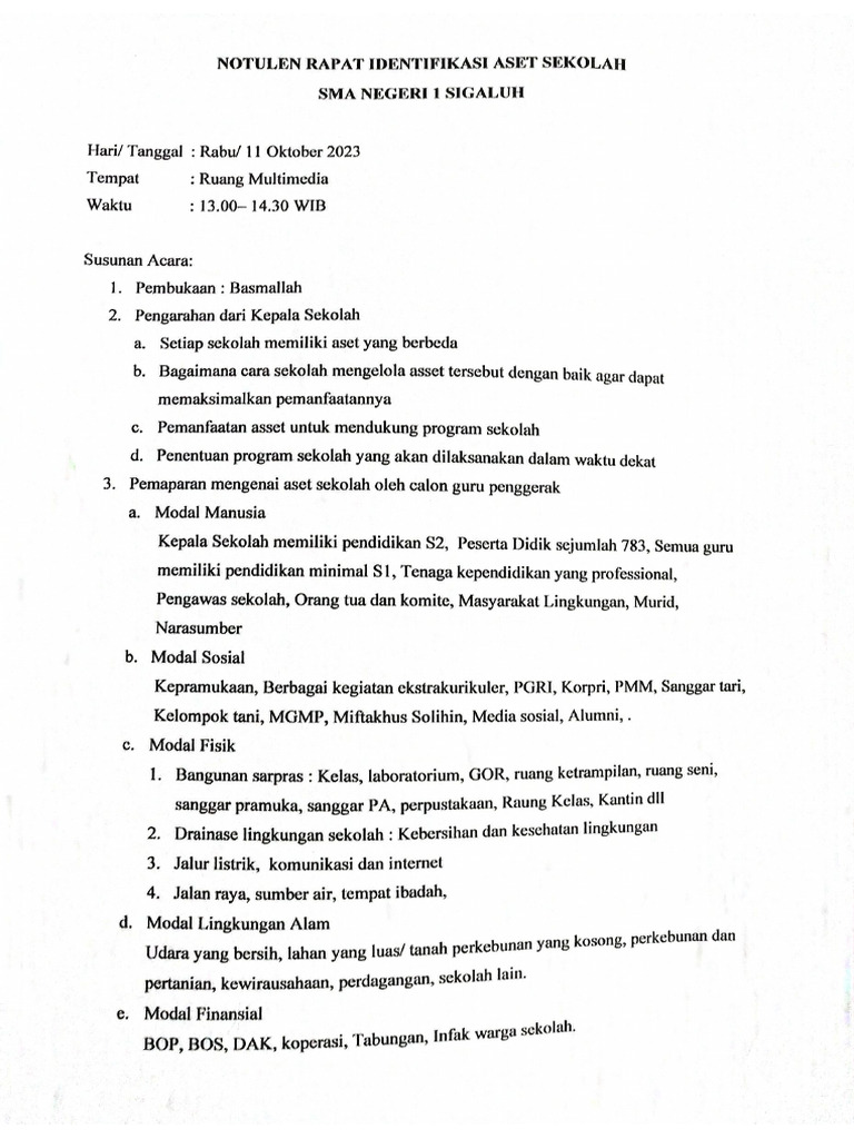 Hasil Pemetaan, Notulen Dan Foto tugas guru penggerak modul 3.2 | PDF
