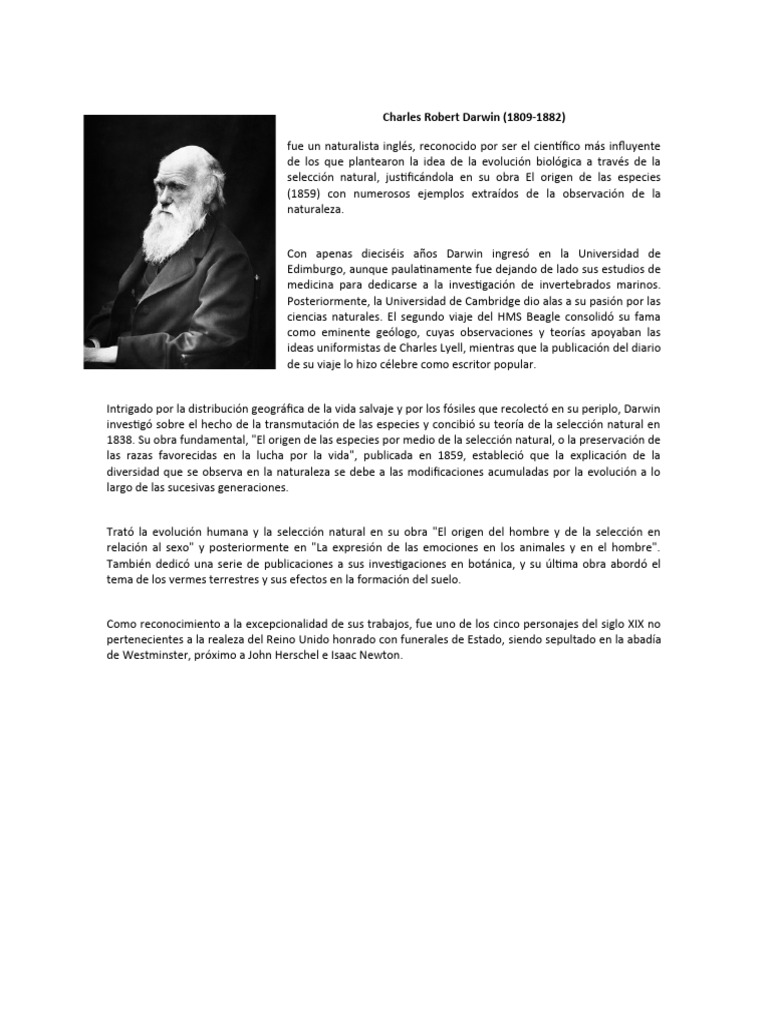 Charles Robert Darwin | PDF | Charles Darwin | Evolución