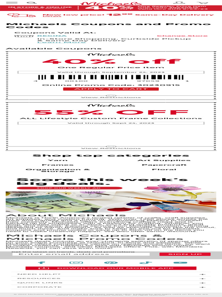 Coupons & Promo Codes Michaels Canada | PDF | Marketing | Service ...