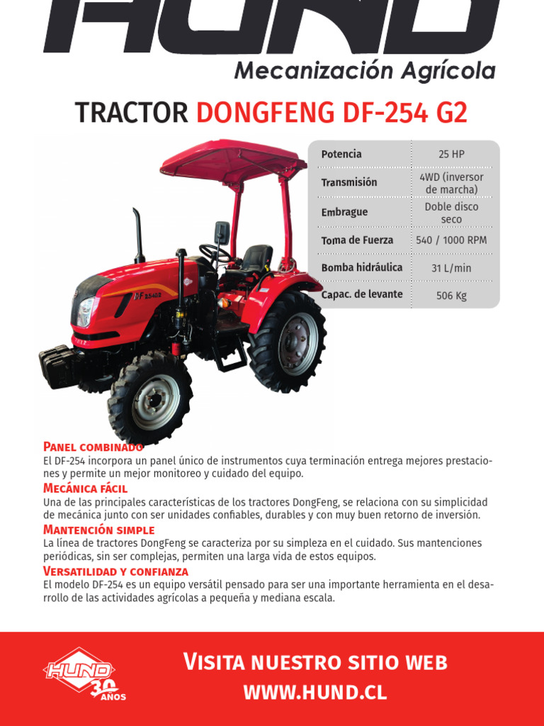 Tractor Dongfeng DF-254 G2: Especificaciones | PDF | Tractor | Caballo ...