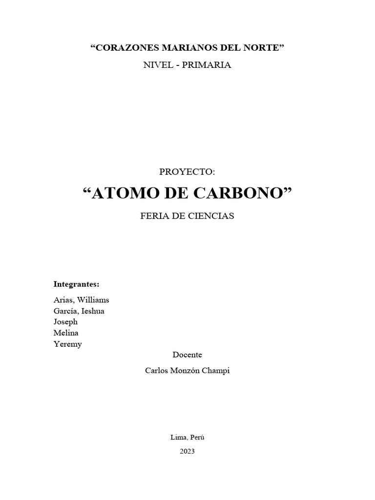 Proyecto Atomos de Carbono | Descargar gratis PDF | Carbón | Compuestos químicos