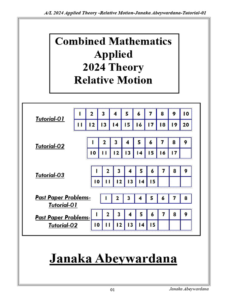 Relative Motion-Tute Pack | PDF | Mathematics
