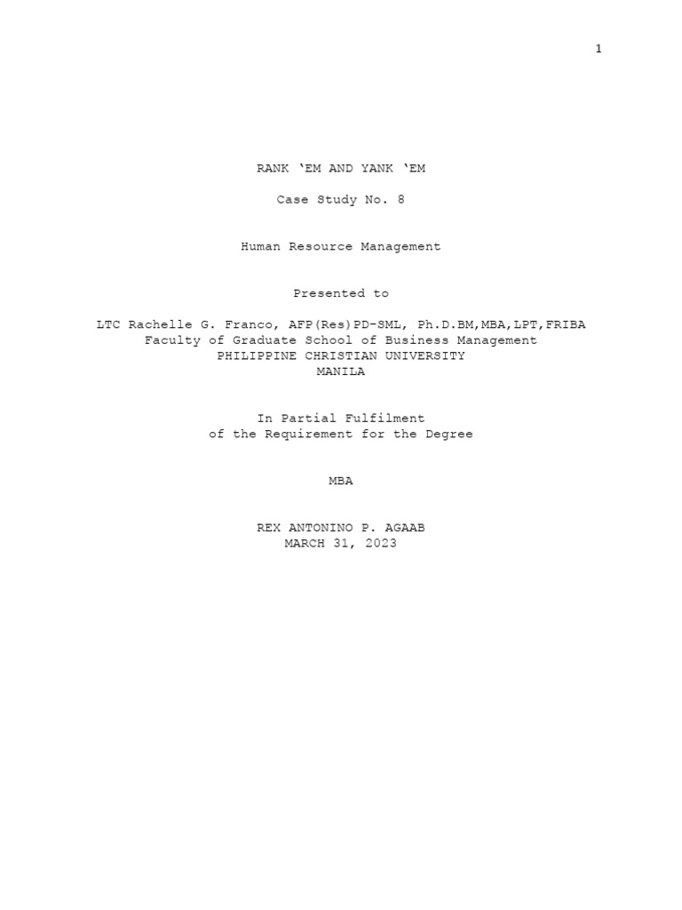 Rank and Yank: HR Performance Case Study | PDF | Employment | Human ...