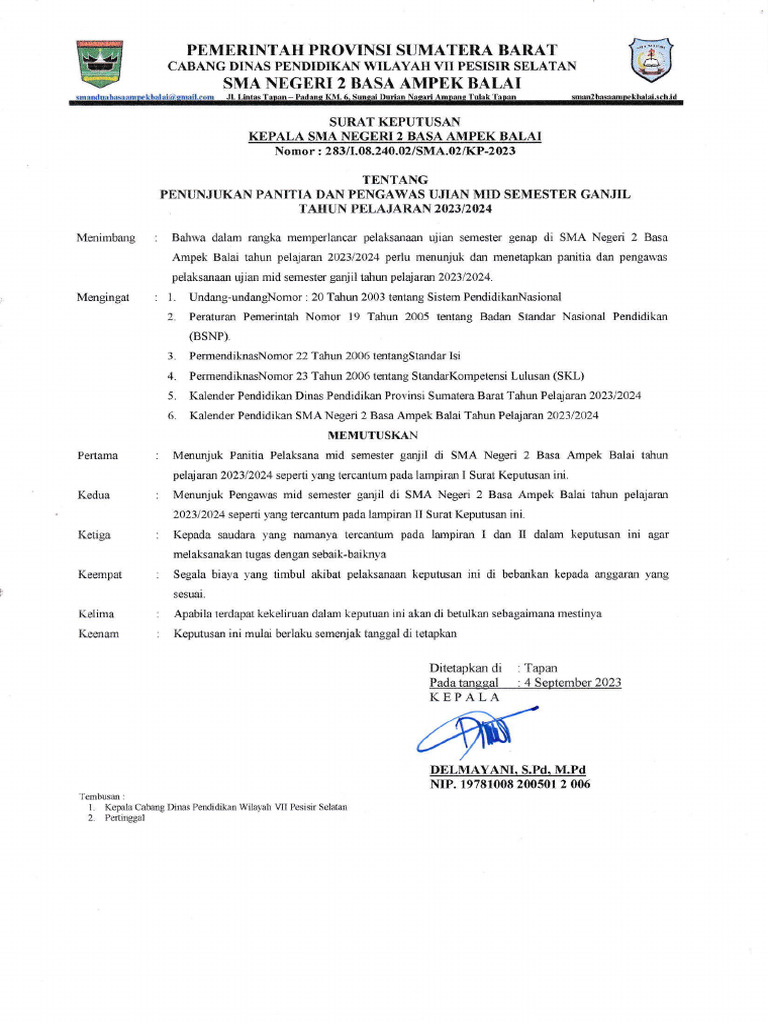 SK Ujian Mid Semester Ganjil 2023 - 20230904 - 0001 | PDF