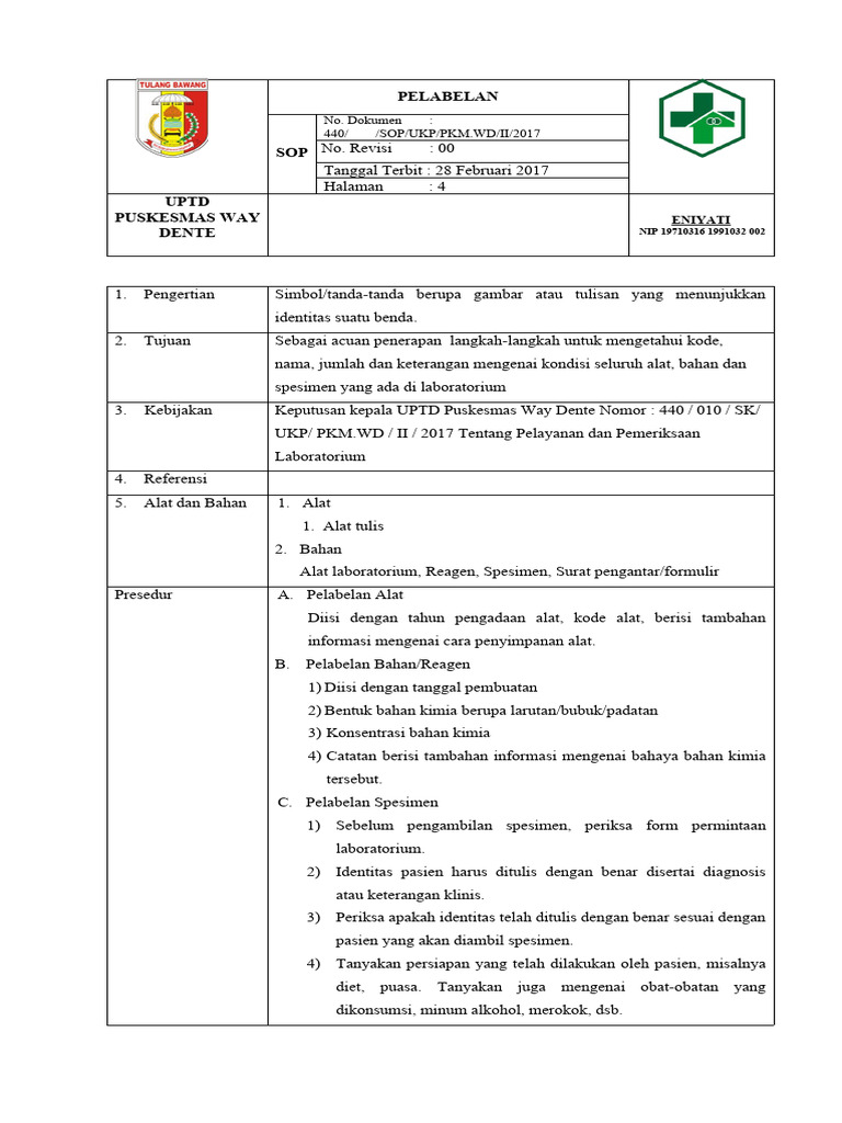 BLM Sop Pelabelan | PDF
