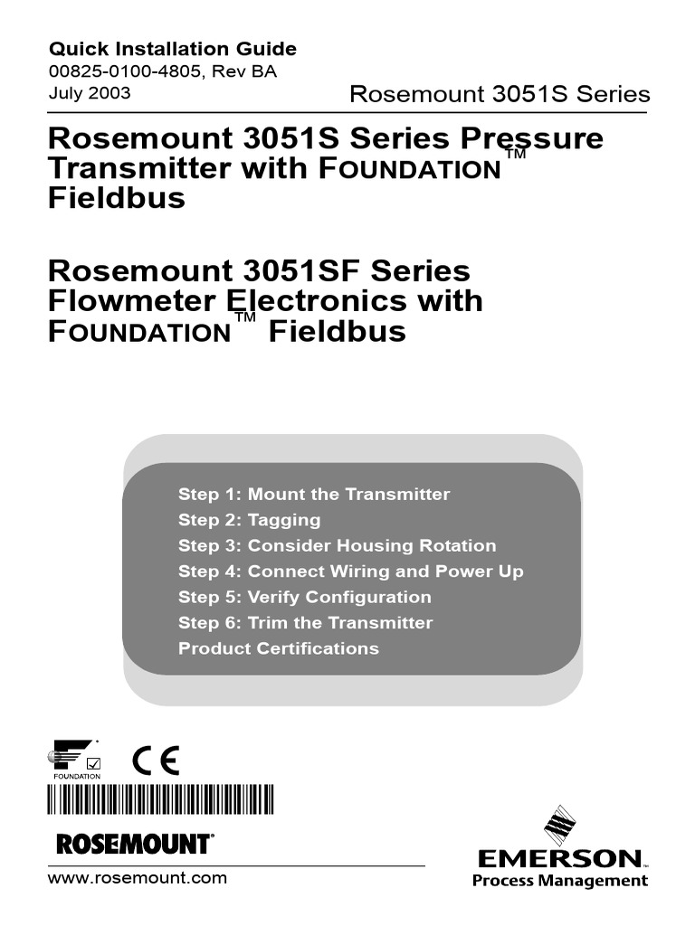 Rosemount 3051 Press. FieldBus | PDF | Power Supply | Pascal (Unit)