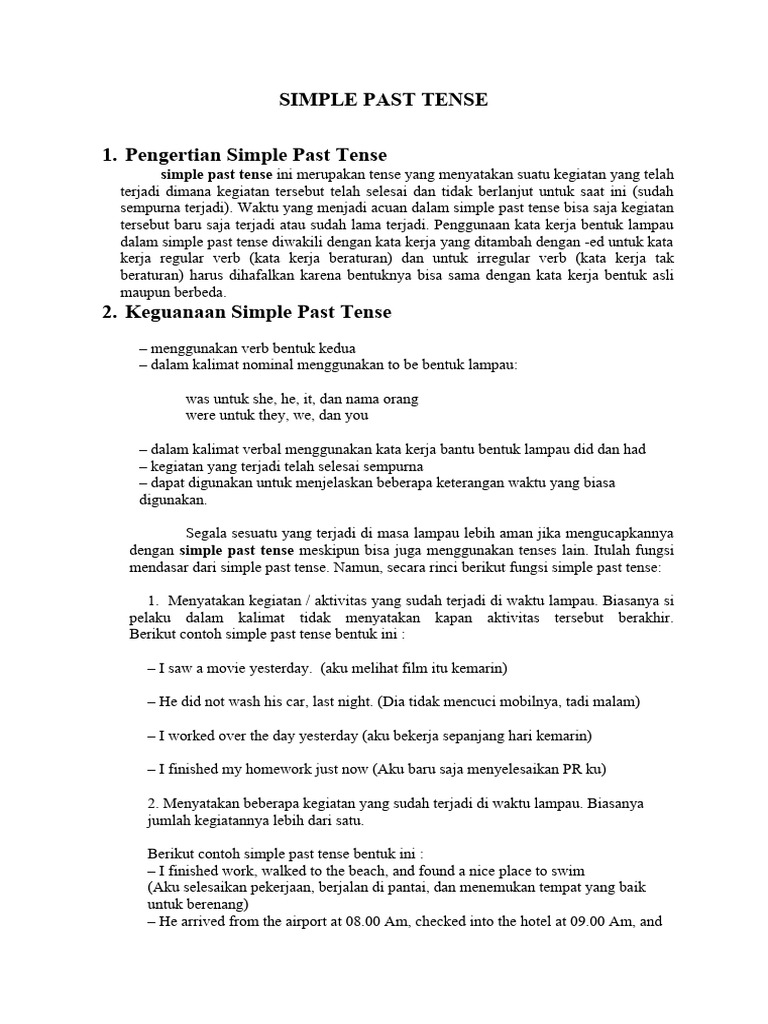 Simple Past Tense Dan Present Perfect Tense | PDF
