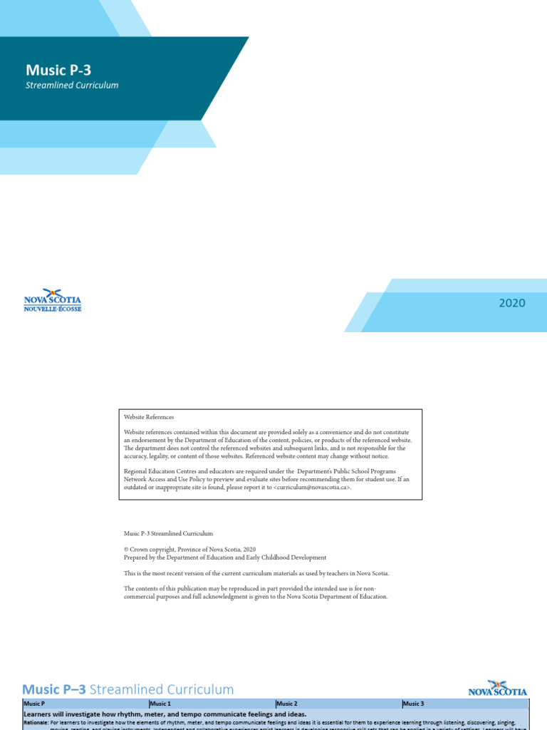 Music Curriculum Novascotia | PDF | Tempo | Rhythm