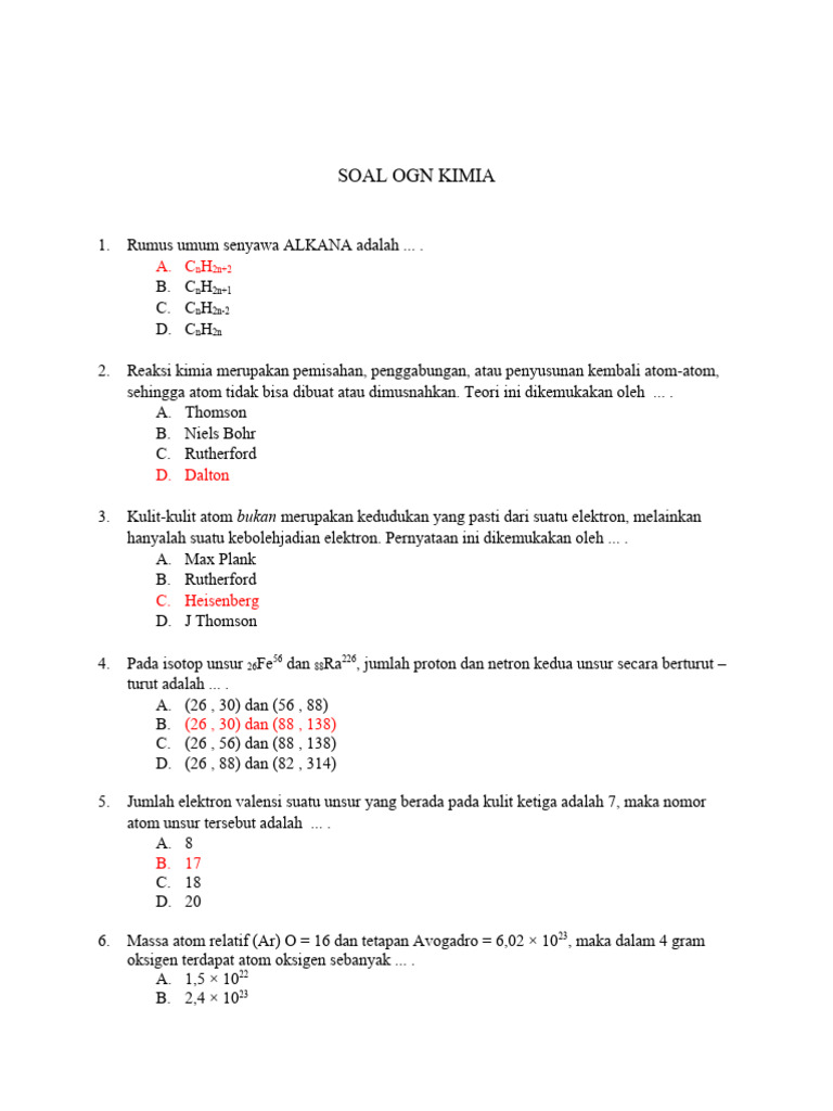 Soal Kimia Ogn | PDF