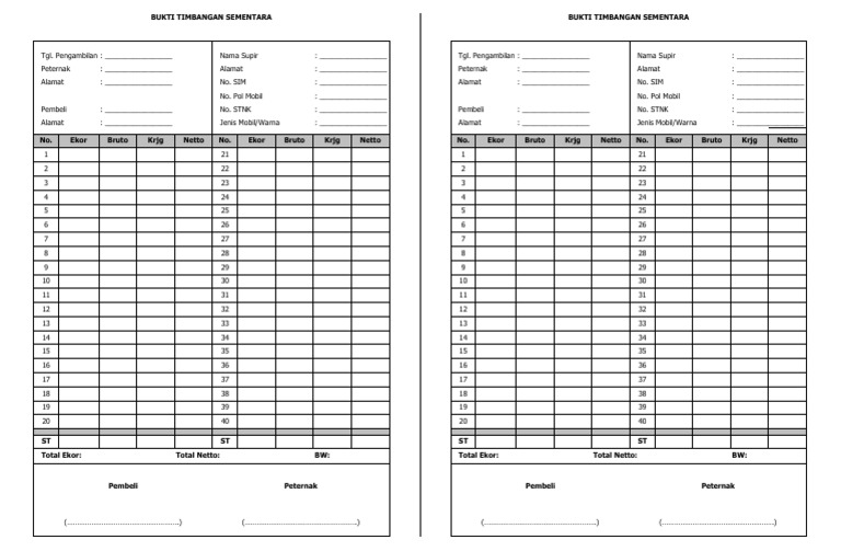 Bukti Timbangan Sementara | PDF