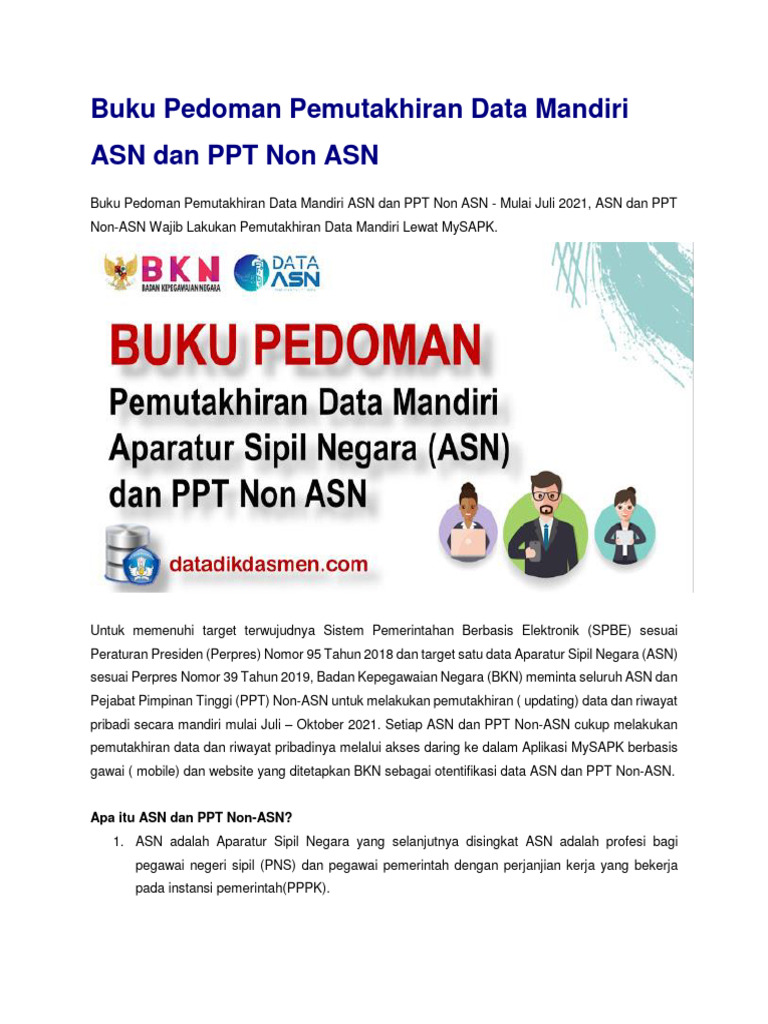 Panduan Pemutakhiran Data Mandiri ASN Dan PPT Non ASN | PDF | Bisnis