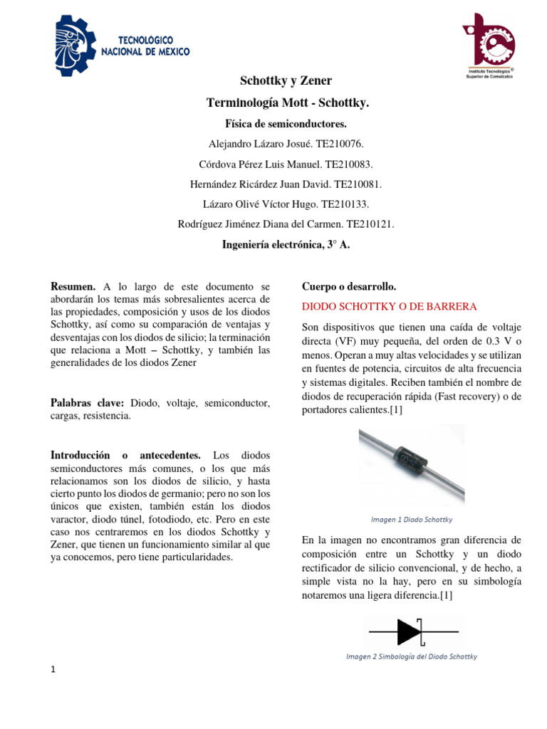 Paper Schottky | PDF | Diodo | Unión PN