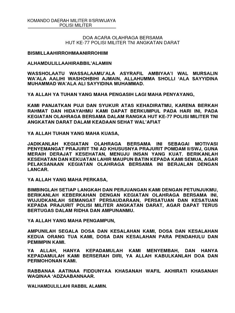 Konsep Doa Olahraga Bersama | PDF