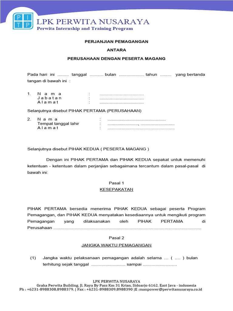 Perjanjian Pemagangan | PDF | Bisnis