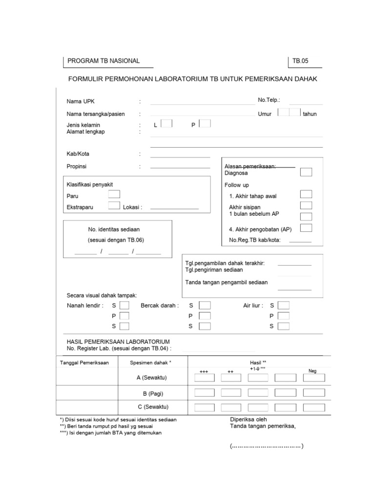 Formulir Permohonan Lab TB 05 | PDF