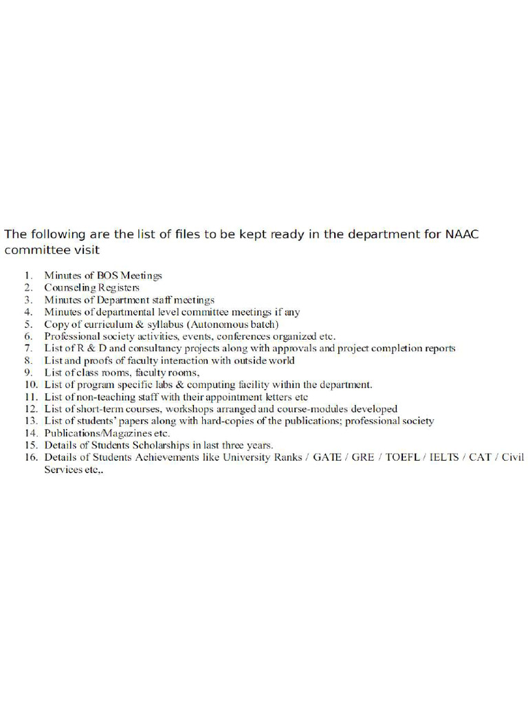 List of NAAC Files | PDF