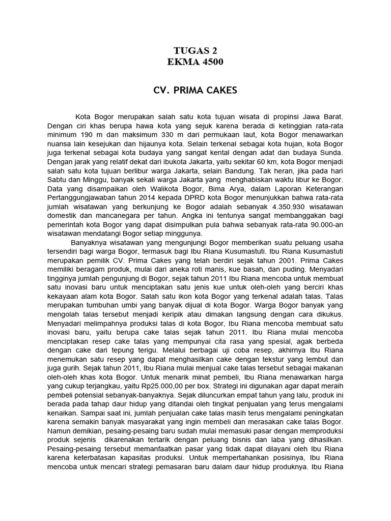 Cake Talas: Inovasi CV. Prima Cakes | PDF