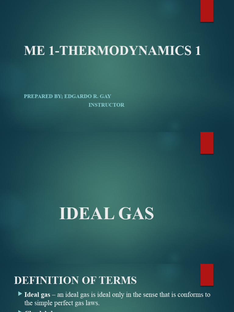 3.0 Ideal Gas Definition of Terms | PDF