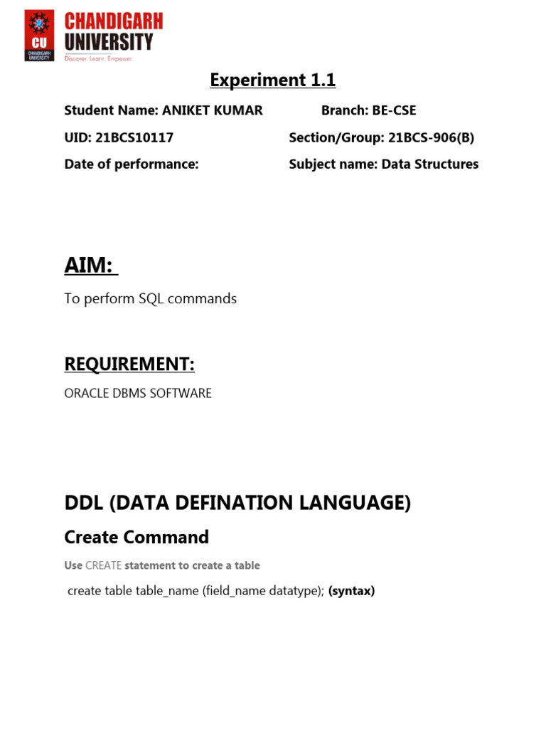 Dbms Worksheet 21BCS10117 | PDF | Teaching Methods & Materials | Computers