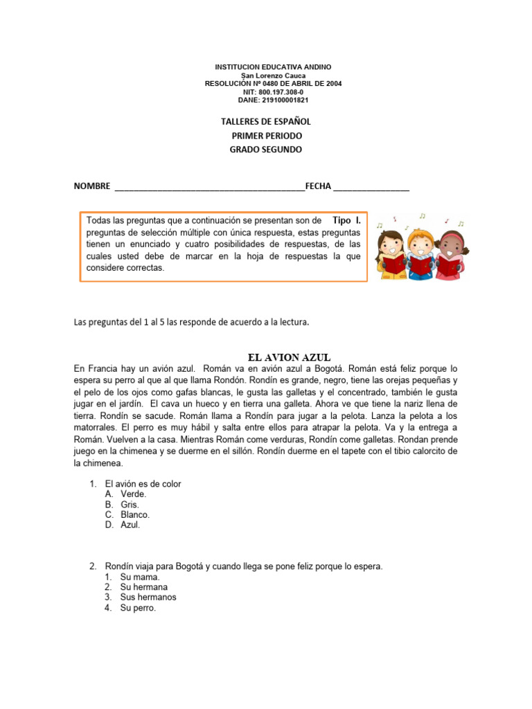 PRUEBA SABER ESPAÑOL TERCERO | PDF | Marte