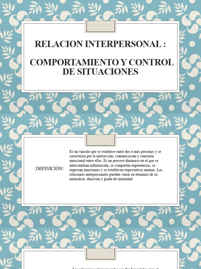 Relacion Interpersonal | PDF | Las emociones | Relaciones interpersonales