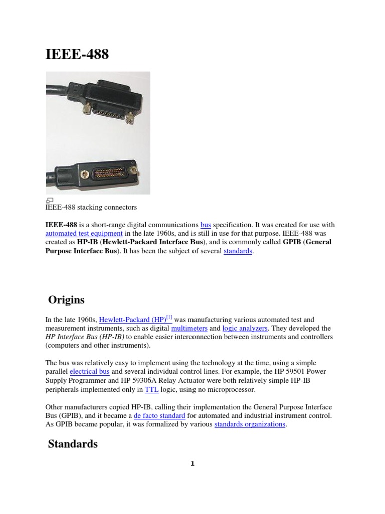 IEEE-488: Origins | PDF | Computer Hardware | Equipment