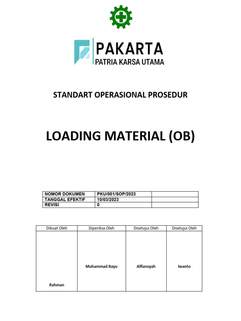 SOP PKU Loading Material (OB) - 03 | PDF