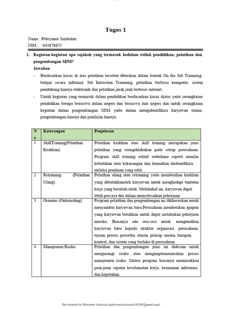 Tugas-1-Pengembangan SDM (EKMA4366) | PDF