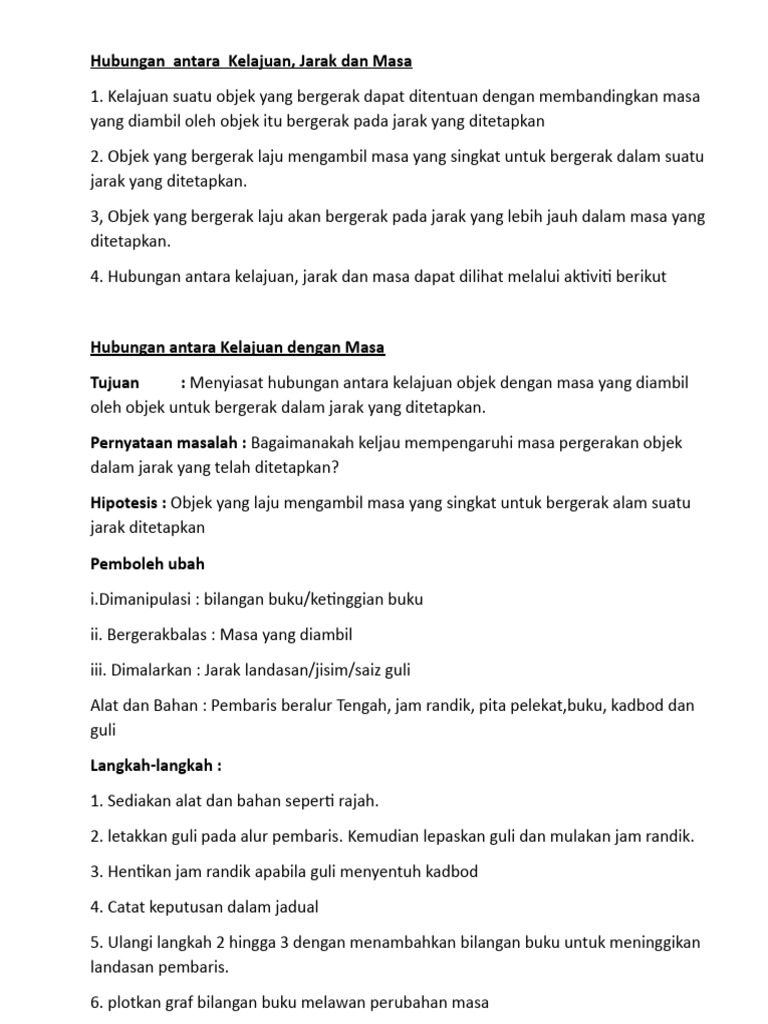 Hubungan Kelajuan, Jarak, dan Masa | PDF
