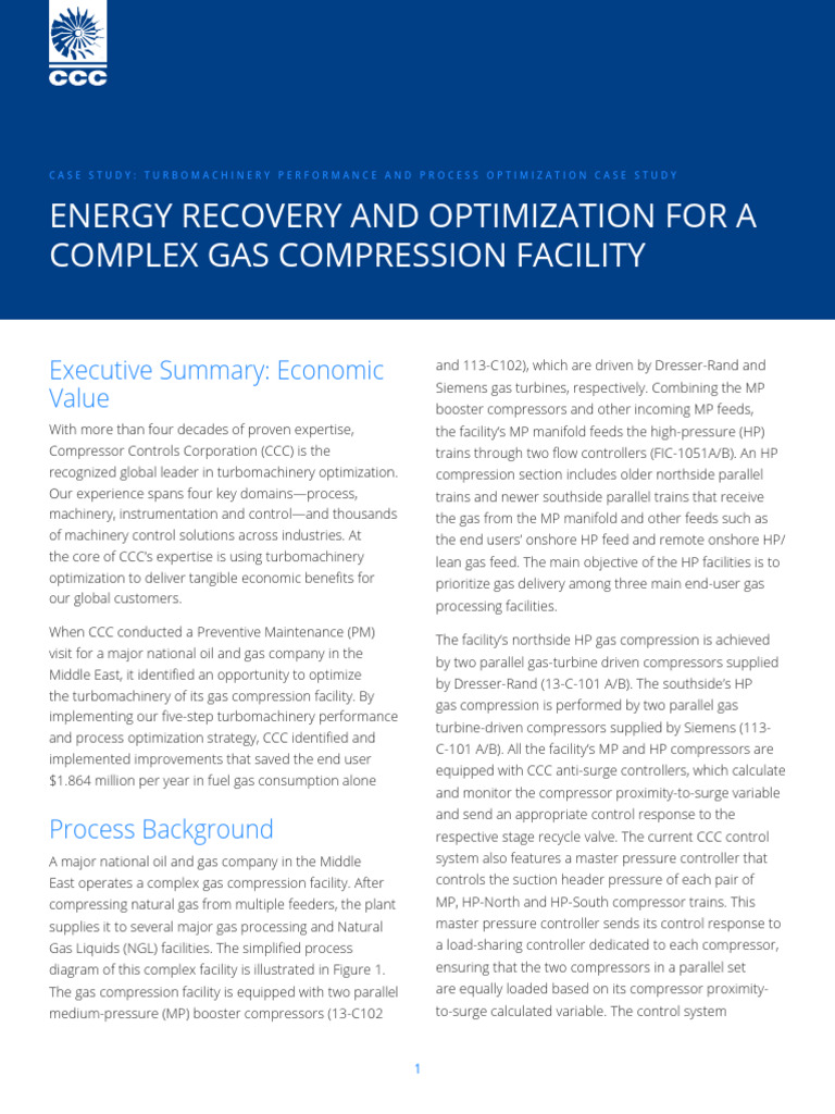 CCC CaseStudy EnergyRecoveryAndOptimization v2 | PDF | Turbomachinery ...