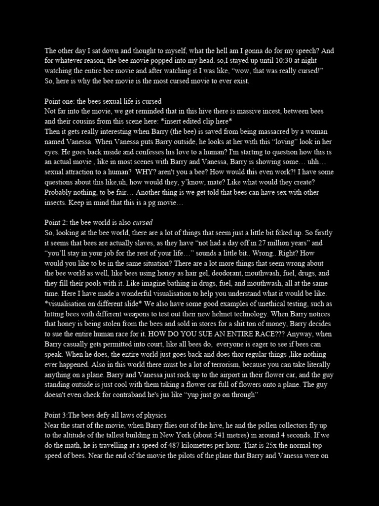 Barry B Benson - Work On Your Speech Script Here | PDF | Bees