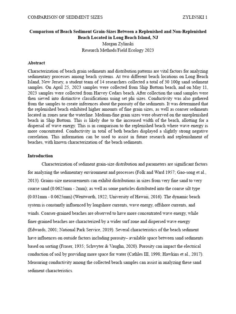 Beach Sediment Size Comparison NJ | PDF | Beach | Sediment