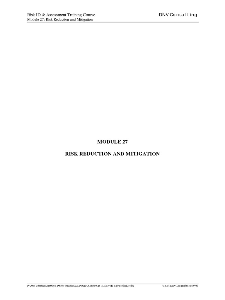DNV - Module27 - Risk Reduction and Mitigation | PDF | Risk | Risk ...