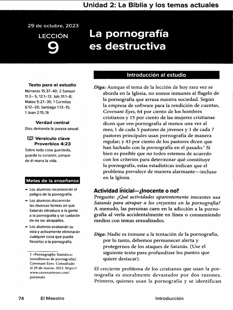 Lec 9 La Pornografia Es Destructiva 29 de Octubre | PDF