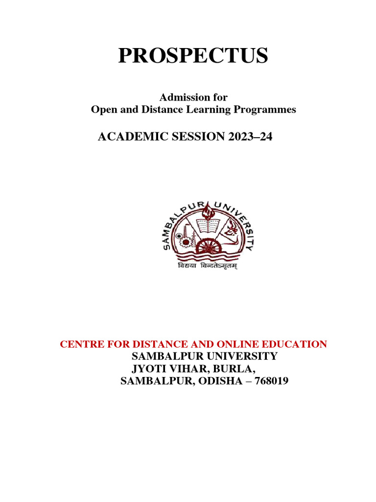 Prospectus of Admission For Open and Distance Learning Programmes 2023 | Download Free PDF ...