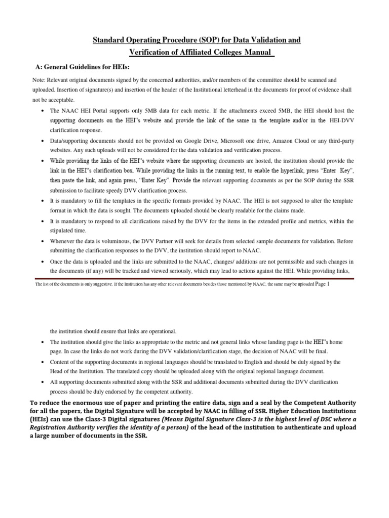 Revised - SOP - For - DVV - of - Affiliated - Colleges - Manual - On - 15-5-2023 - 30-5-2023 (As ...