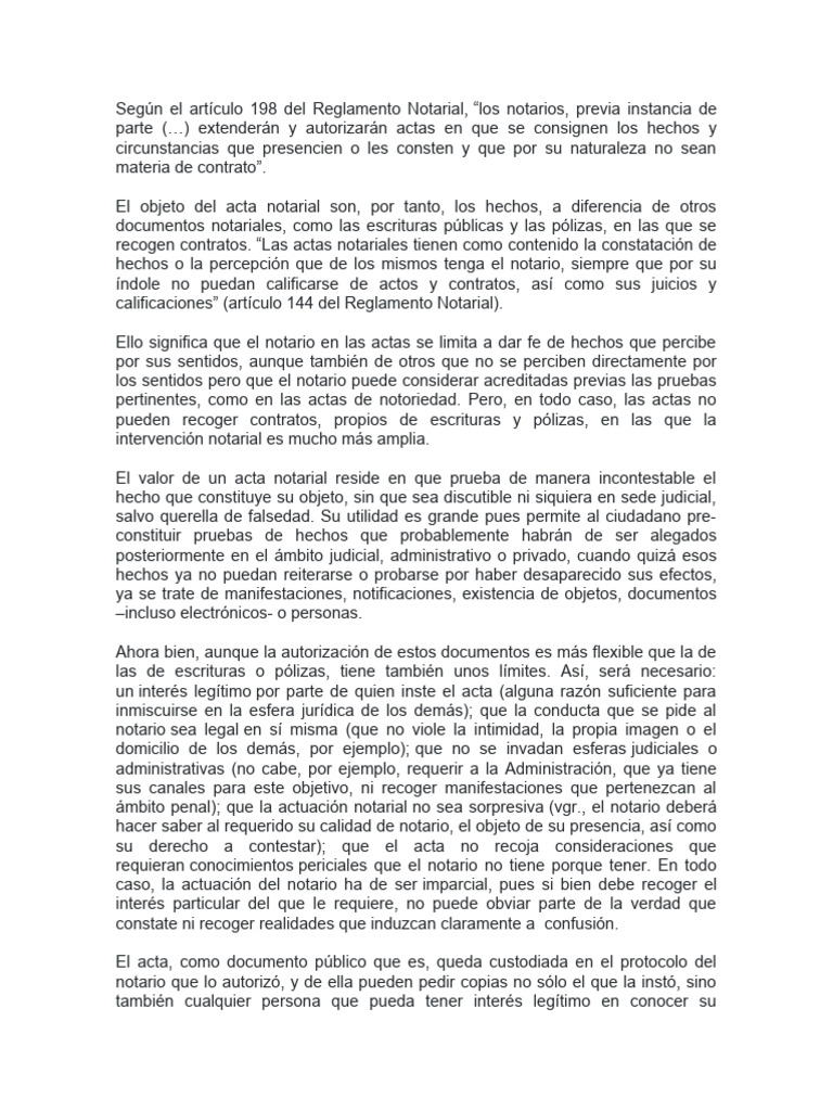 Según el artículo 198 del Reglamento Notarial | PDF | Derecho Civil ...