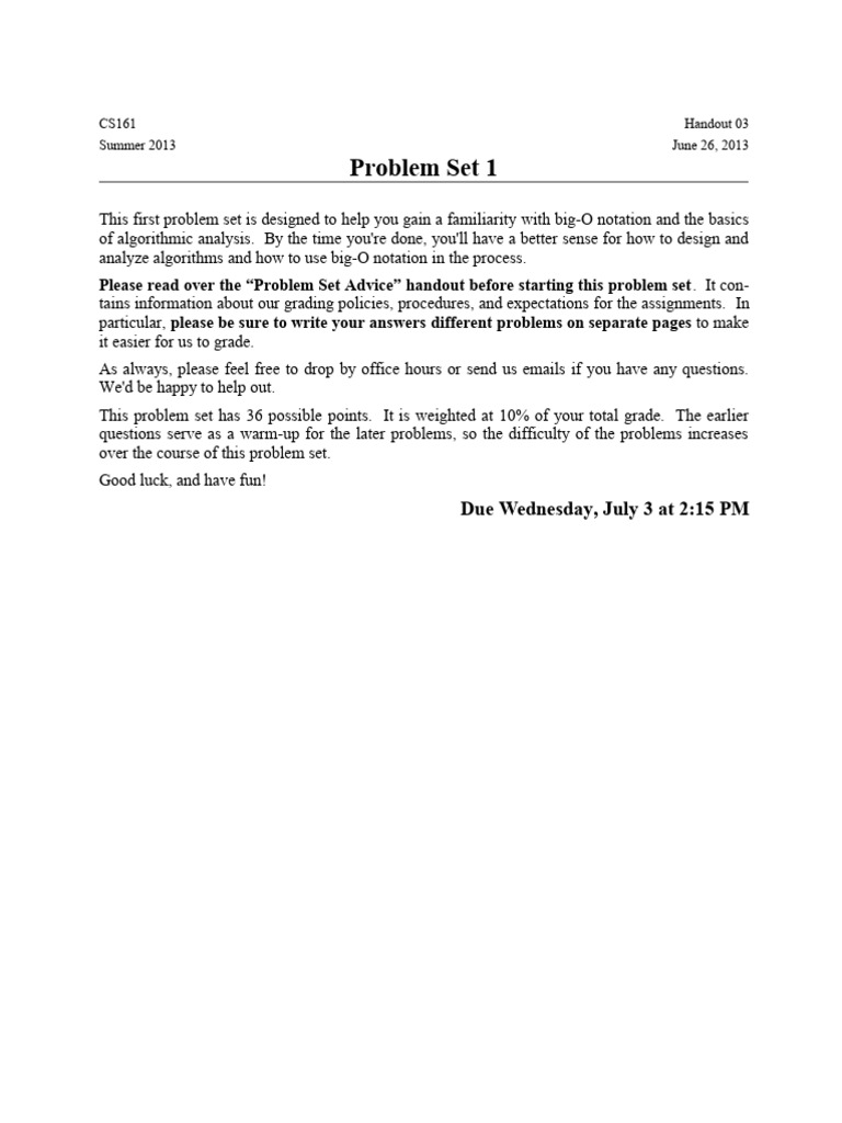 030 Problem Set 1 | PDF | Algorithms And Data Structures | Combinatorics