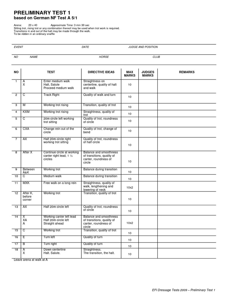 Test1 German Test | PDF | Dressage | Horses
