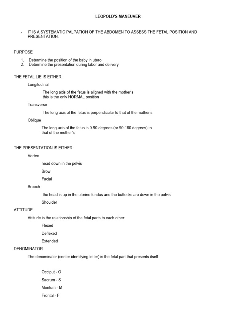 LEOPOLD Study Sheet | Download Free PDF | Anatomy | Human Reproduction