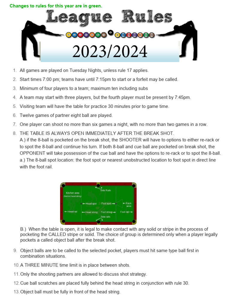 2023-2024 League Rules | PDF | Entertainment | Games Of Physical Skill