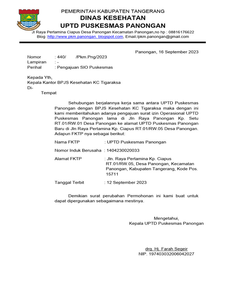Surat Pengajuan SIO PKM | PDF