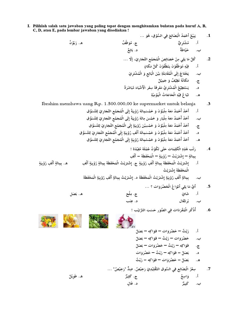 Soal Penilaian Akhir Semester Bahasa Arab MA Kelas XI TP 2021-2022 - MA Arabic | PDF