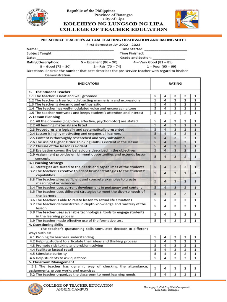 Evaluation Form of Practice Teaching GENERAL | PDF | Teachers | Learning