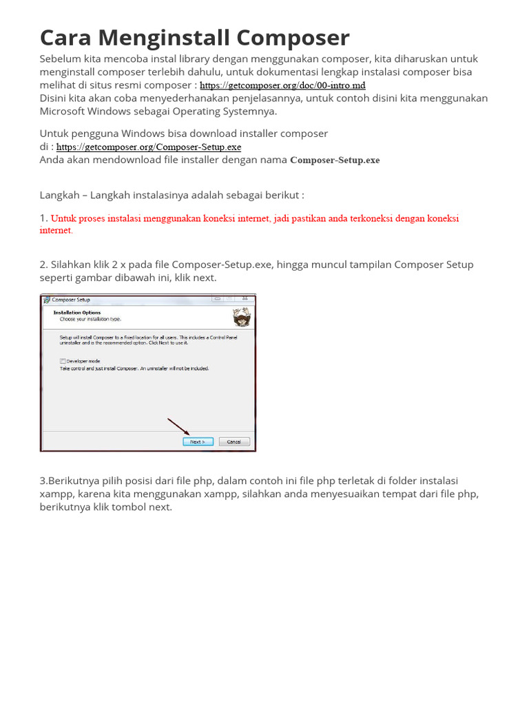 Cara Menginstall Composer Dan Library Exel | PDF | Komputer