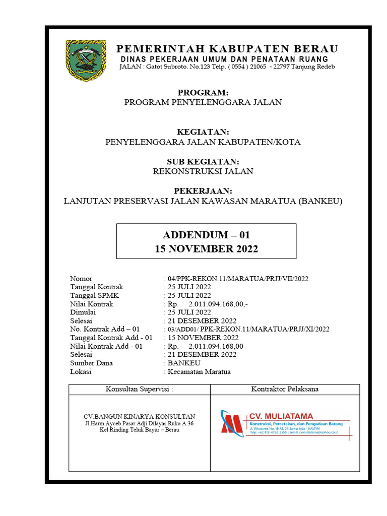 Addendum Contoh | PDF