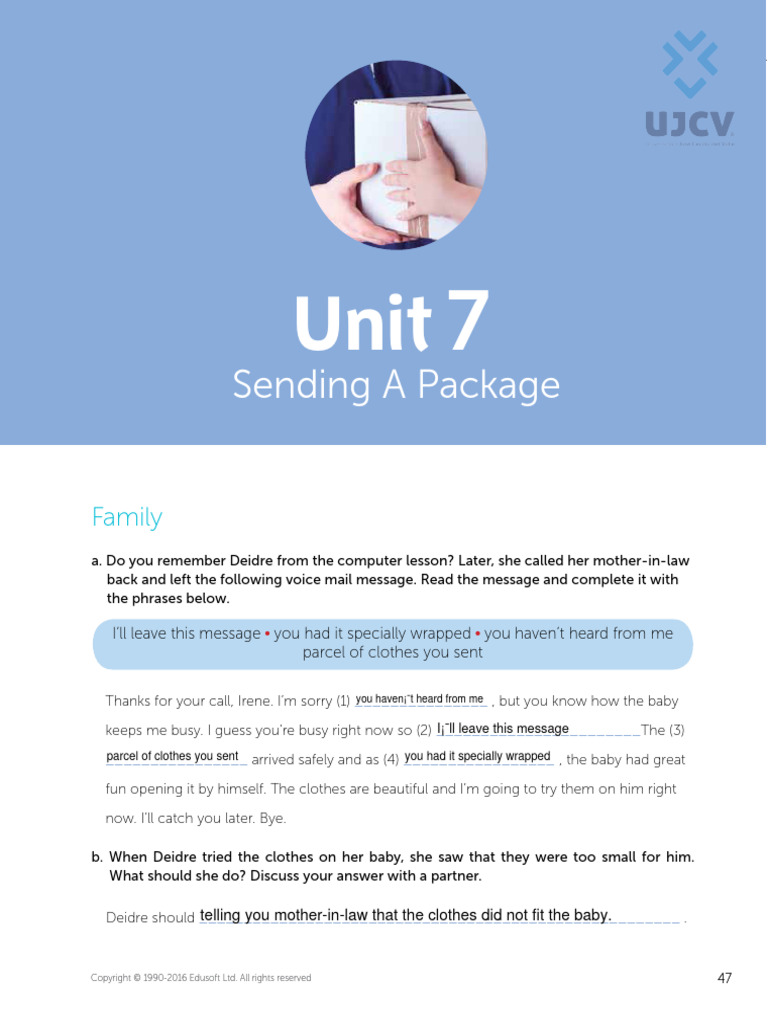 07-Intermediate 1 Workbook Unit 7 | PDF | United States Postal Service ...