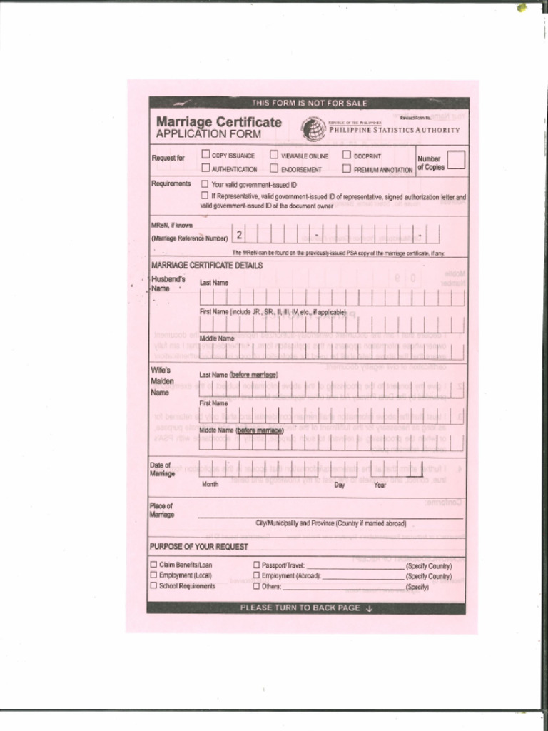 Marriage Certificate Application Form | PDF
