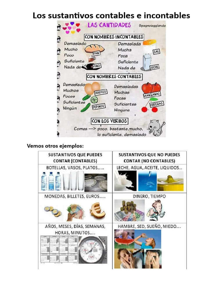 Los sustantivos contables e incontables | PDF