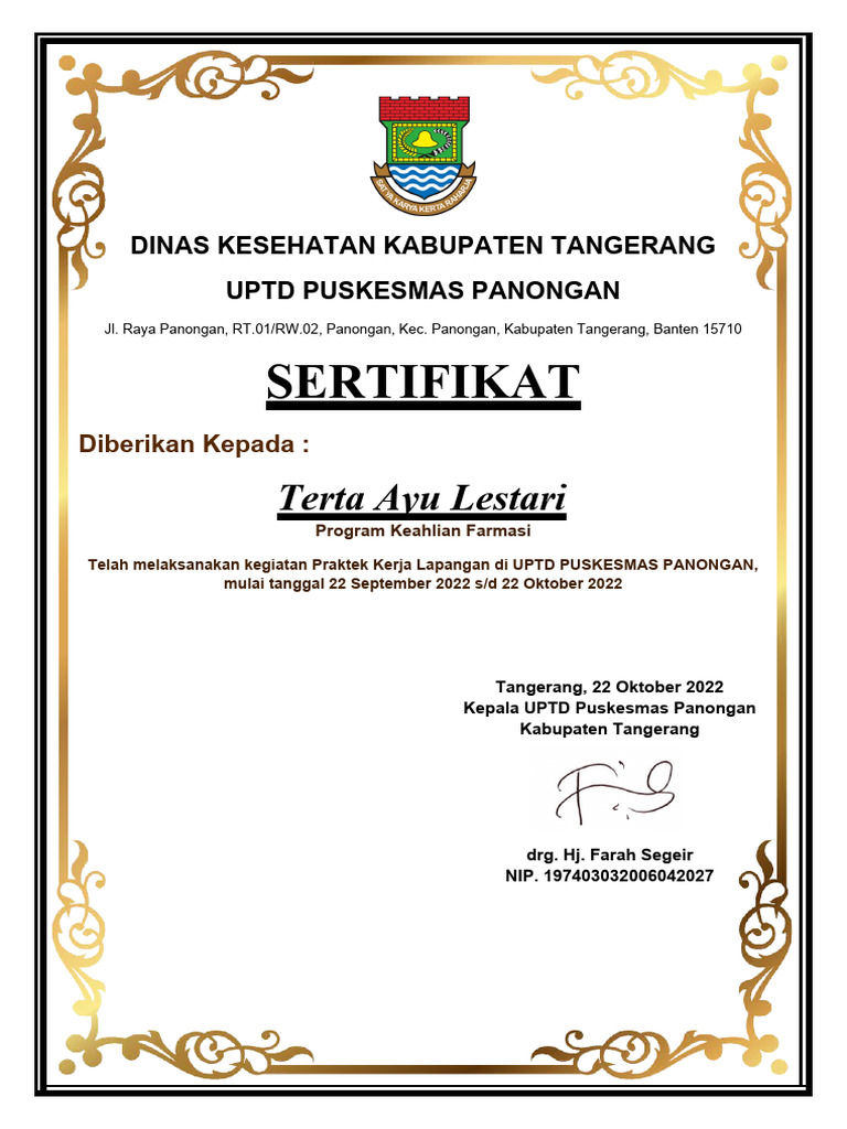 Sertifikat Magang | PDF